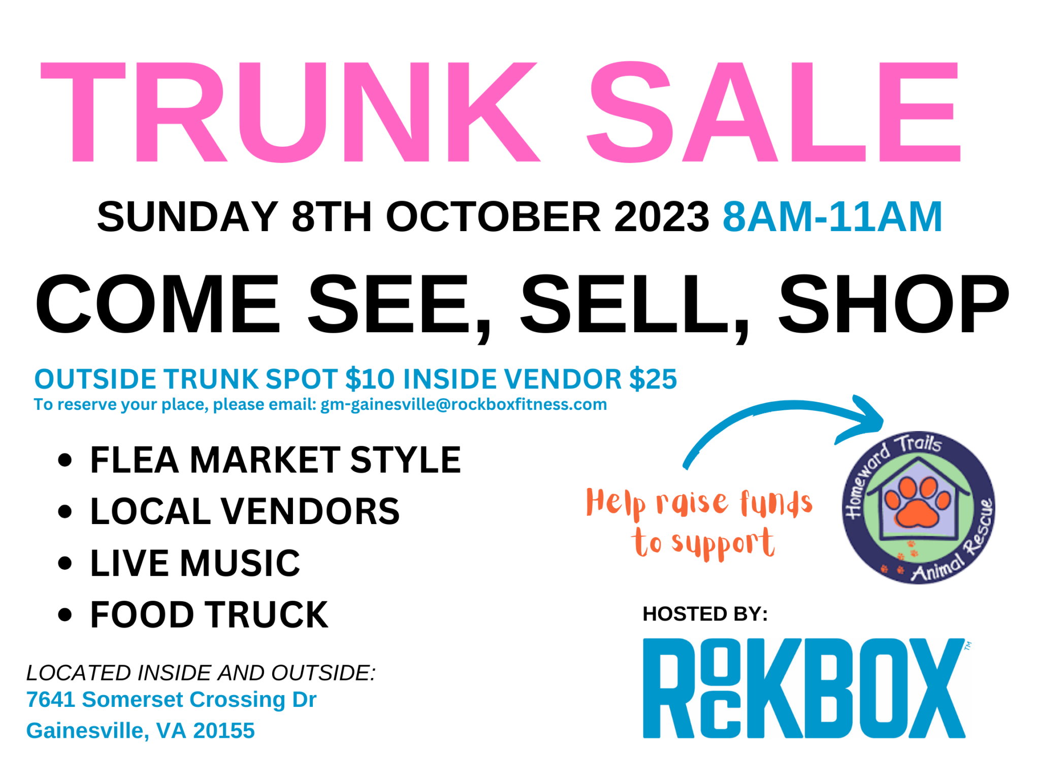 RockBox Fitness Trunk Sale - Homeward Trails Animal Rescue | Pet ...